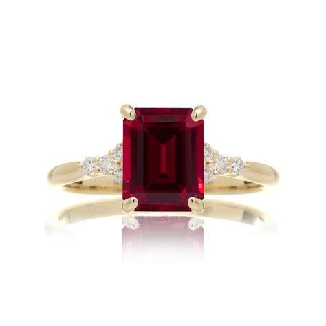 The Chloe Emerald Step Cut Ruby Ring Lab Grown