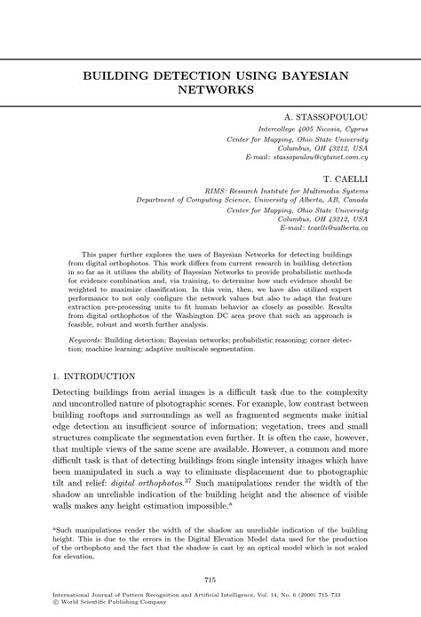 Pdf Building Detection Using Bayesian Networks