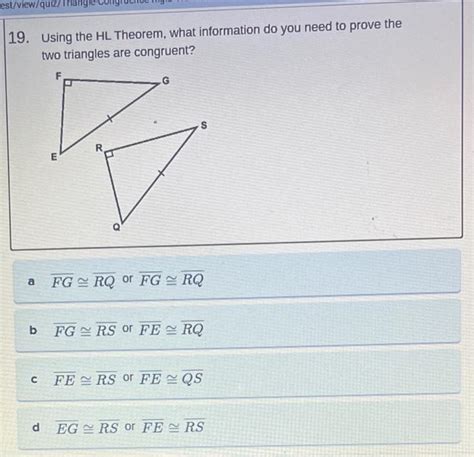 Solved 9 Using The Hl Theorem What Information Do You Need