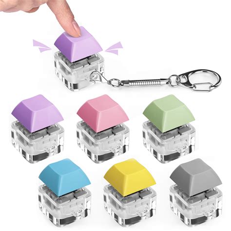 Pery 6 Pieces Amazing Colorful Keyboard Fidget Keychain Clicker Fun Toy And Fidget Finger Keyboard
