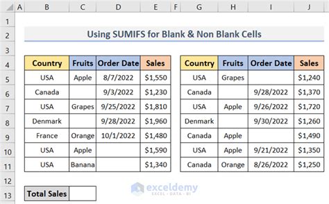 excel sumifs with multiple sum ranges and multiple criteria