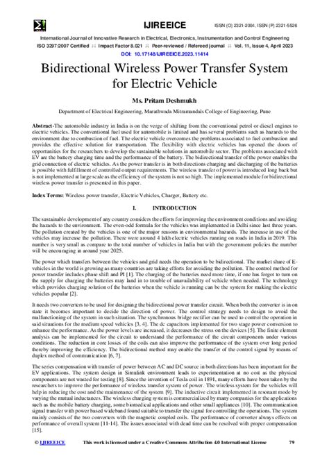Pdf Bidirectional Wireless Power Transfer System For Electric Vehicle