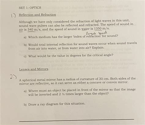 Solved Reflection And Refraction Although We Have Only