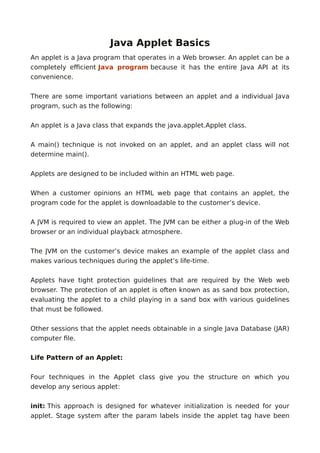 Java Applet Basics PDF