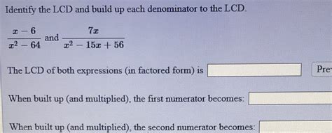 Answered Identify The LCD And Build Up Each Bartleby