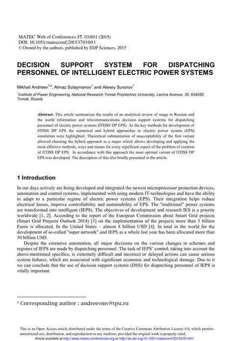 Pdf Decision Support System For Dispatching Personnel Of Intelligent Electric Power Systems