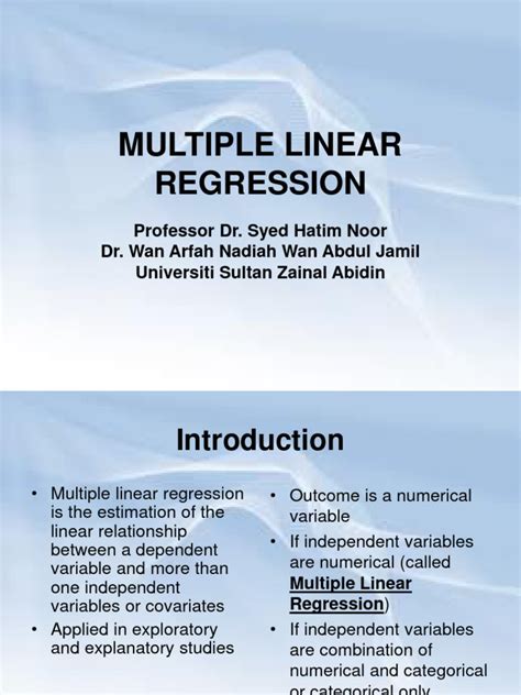 Multiple Linear Regression 2021 Pdf Regression Analysis Linear