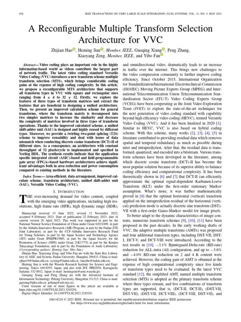 A Reconfigurable Multiple Transform Selection Architecture For Vvc Pdf Matrix Mathematics