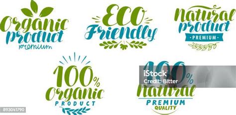 자연 유기농 제품 라벨 또는 로고입니다 에코 아이콘입니다 인쇄 상의 디자인 문자 벡터 일러스트 레이 션 0명에 대한 스톡 벡터 아트 및 기타 이미지 Istock