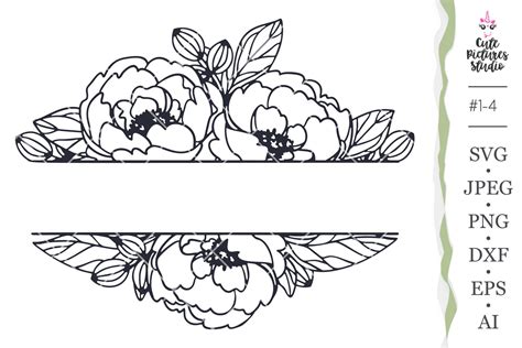 Wedding Monogram Frame With Peony Flower Cricut Svg Cut File 217730 Cut Files Design Bundles