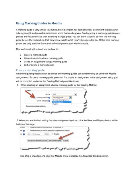 Using Marking Guides In Moodle Pdf