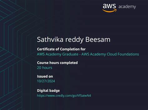 Sathvika Reddy Beesam On Linkedin Aws Cloudcomputing Certification