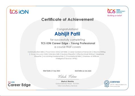 Abhijit Patil On Linkedin Tcsion Achievement