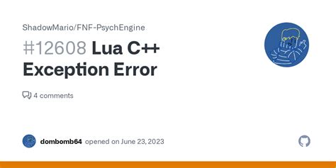 Lua C Exception Error · Issue 12608 · Shadowmariofnf Psychengine · Github