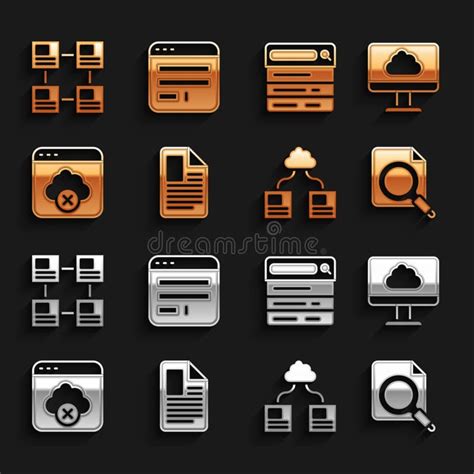 Set File Document Cloud Technology Data Transfer Search Concept With