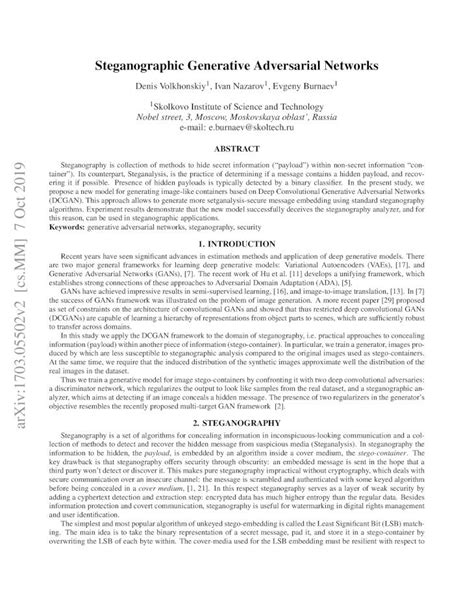 Pdf Steganographic Generative Adversarial Networkssteganography Is Collection Of Methods To