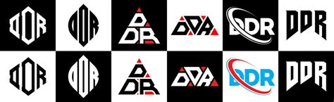 ddr letter logo design in six style ddr polygon circle triangle