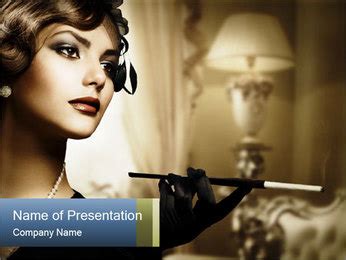 Old Fashioned Woman With Cigarette PowerPoint Template Backgrounds Google Slides ID
