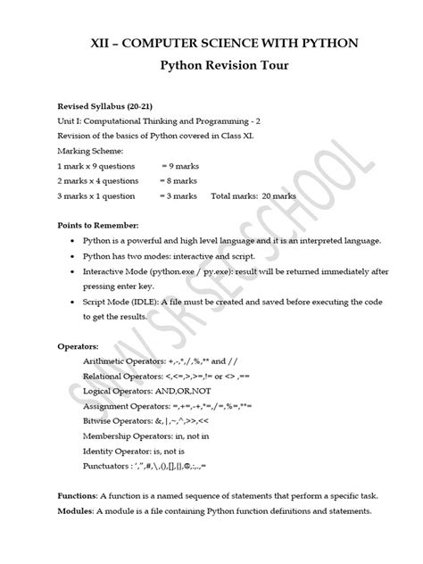 Xii Cs Question Bank All Units Pdf Parameter Computer Programming