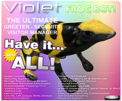 Second Life Marketplace Yellow Frog Bot The Ultimate Greeter And Visitor Manager V2