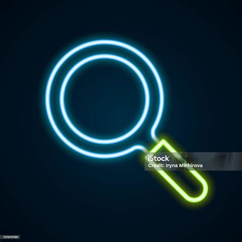 검은 색 배경에 고립 된 빛나는 네온 라인 돋보기 아이콘 검색 초점 확대 축소 비즈니스 기호 다채로운 개요 개념 벡터 0명에 대한 스톡 벡터 아트 및 기타 이미지 Istock