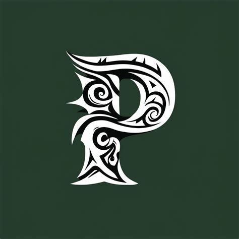 Gothic Architectural Letter P Design On Gray Background Monogram Playground