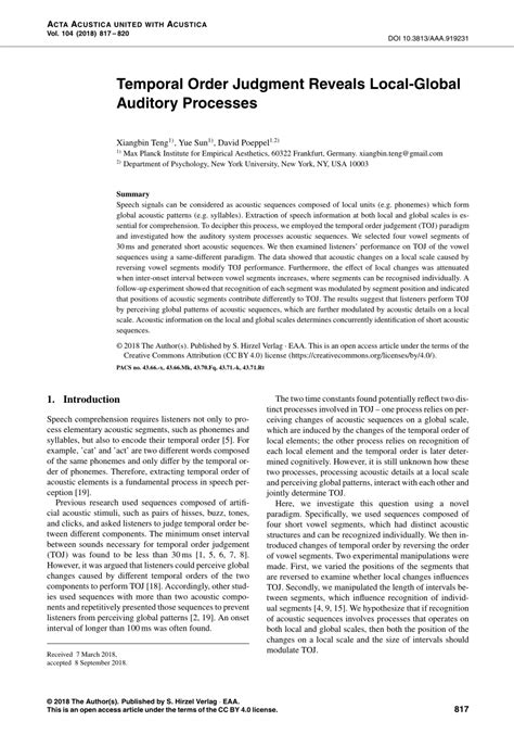 Pdf Temporal Order Judgment Reveals Local Global Auditory Processes