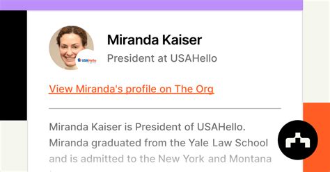 Miranda Kaiser President At Usahello The Org