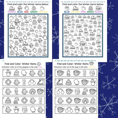 Winter Find And Color Worksheets Made By Teachers