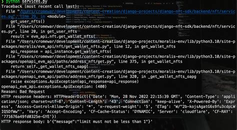 Solved Python Nft Api Is Not Working Moralis General Moralis Web3 Forum Largest Web3