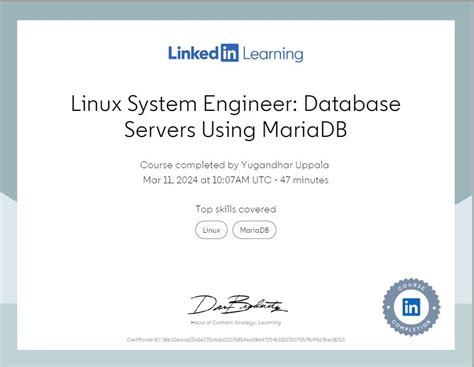 Yugandhar U On Linkedin Mariadb Certification