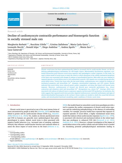 Pdf Decline Of Cardiomyocyte Contractile Performance And Bioenergetic