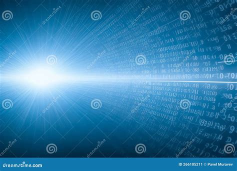 Binary Code Pattern Abstract Blue Background Futuristic Particles For Business Science And