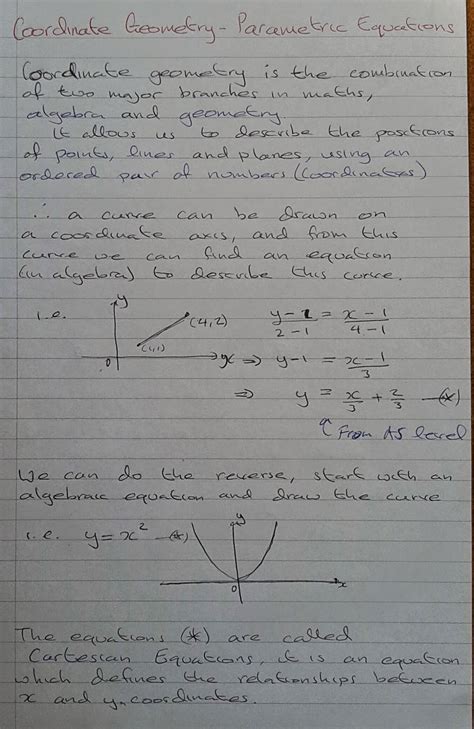 A Level Maths Notes A2 Parametric Equations Introduction