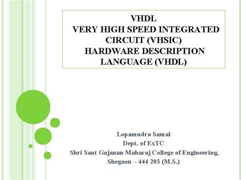 Vhdl Very High Speed Integrated Circuit Vhsic Hardware