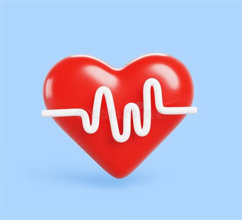 3d Heart With Beat Monitor Pulse Line Heartbeat Heart Rate Cardiac Impulse Ecg