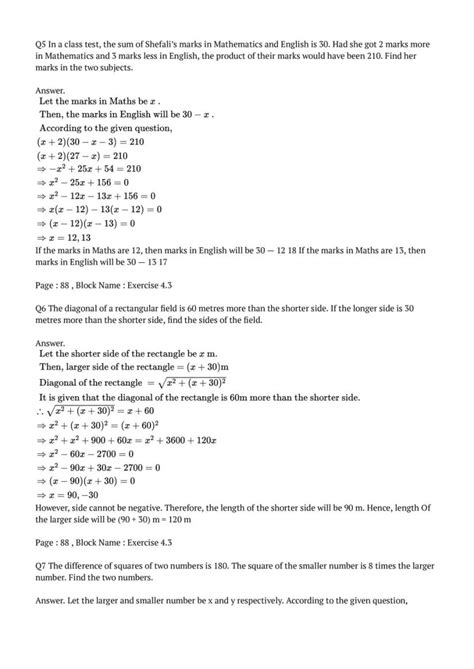 Ncert Solutions Class 10 Maths Chapter 4 Quadratic Equations