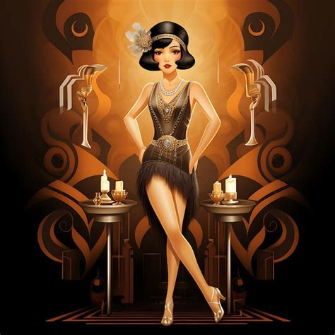 Premium Photo Ilustration Art Art Deco Style Funny Flapper Cartoon Character Creative Cute Anime