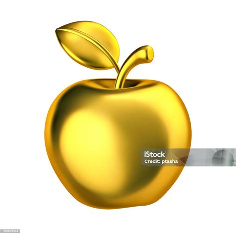 황금 사과는 흰색에 고립되어 있습니다 클리핑 경로 포함 0명에 대한 스톡 사진 및 기타 이미지 0명 3차원 형태 개념 Istock