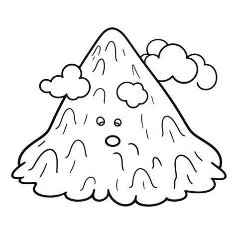 Cute Ice Cream Volcano Coloring Pages Printable With Clouds Basic Simple Cute Cartoon Volcano