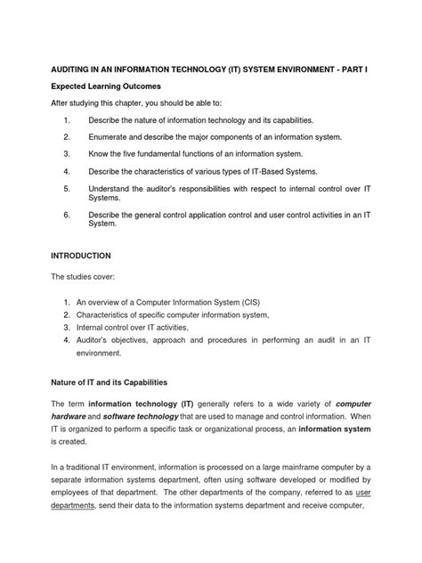Auditing In A Cis Environment Part 1 Pdf Computer Network Information System