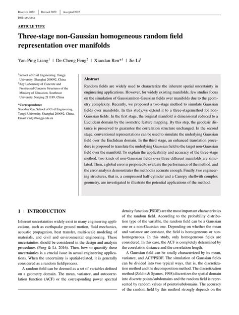 Pdf Three Stage Non Gaussian Homogeneous Random Field Representation