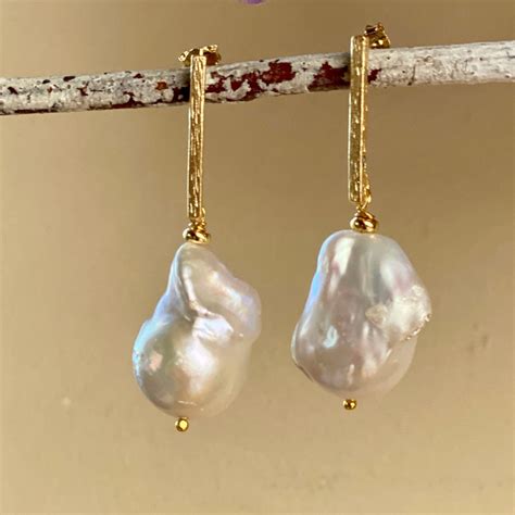 Baroque Pearl Earrings Etsy