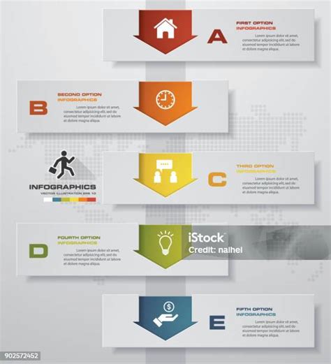 5 단계 타임 라인 Infographic Element5 단계 Infographic 벡터 배너 워크플로 레이아웃 다이어그램 프레 젠 테이 션 교육 또는 숫자 옵션에 사용할