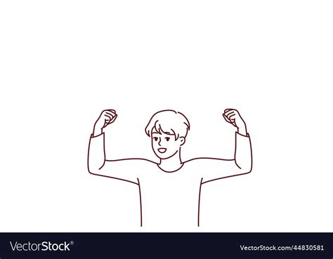 Smiling Boy Dream On Having Muscles Royalty Free Vector