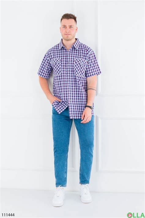 Чоловіча сорочка батал у клітку И A815 4 купити недорого в інтернет магазині «olla Україна