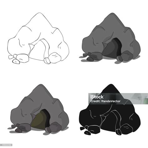 흰색 배경에 고립 된 만화 스타일에서 아이콘 동굴 석기 시대 기호 스톡 벡터 일러스트 레이 션 웹 고대의에 대한 스톡 벡터 아트 및 기타 이미지 Istock