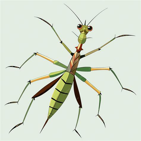 A Drawing Of A Green And Brown Grasshopper With A Green Tail Premium Ai Generated Vector