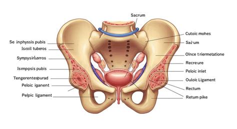 Illustration Of The Human Pelvic Anatomy The Image Depicts The Pelvis