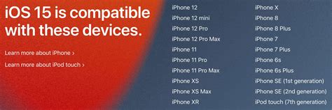 Какие устройства поддерживают Ios 15